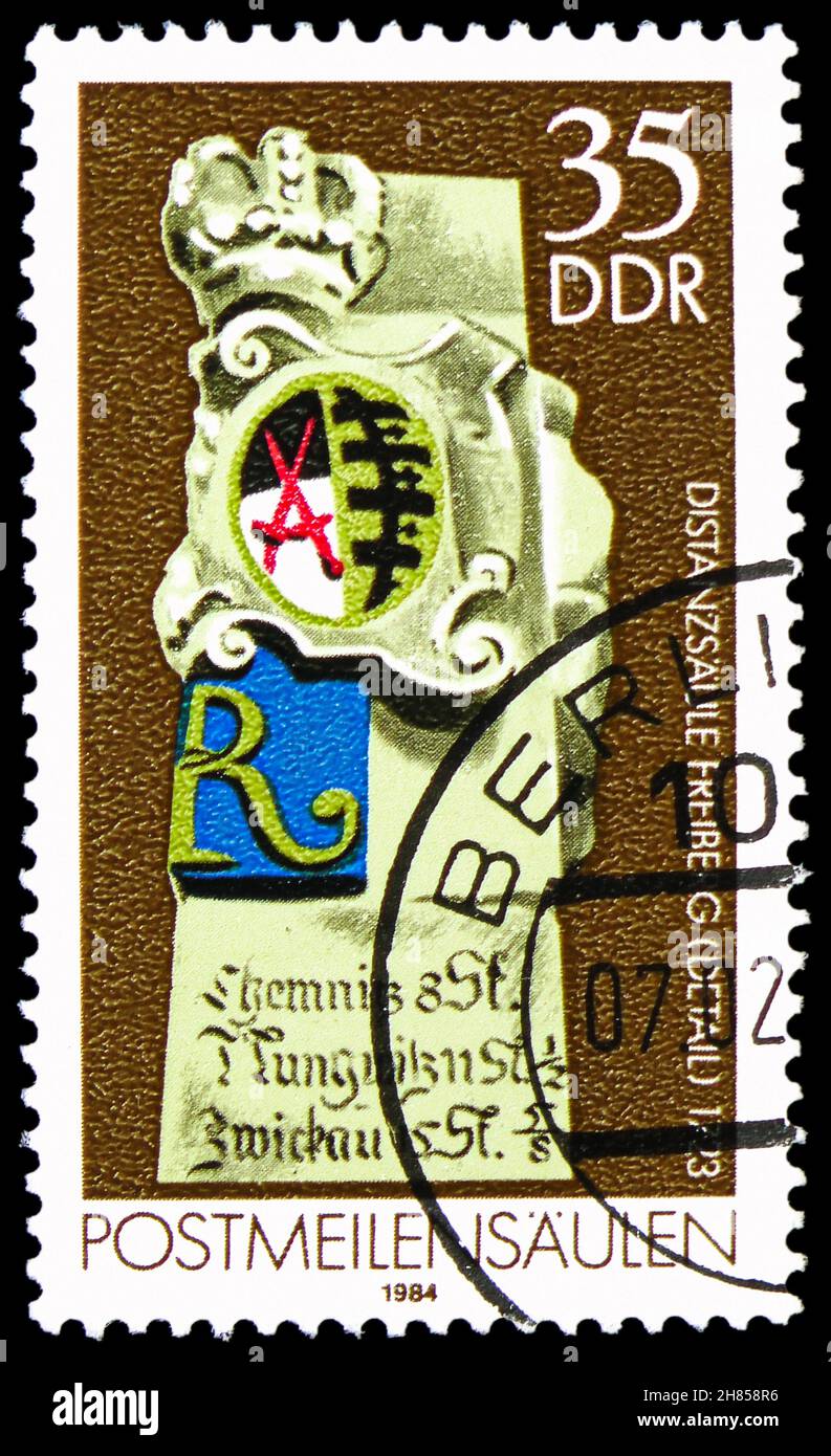 MOSCOW, RUSSIA - OCTOBER 24, 2021: Postage stamp printed in Germany ...