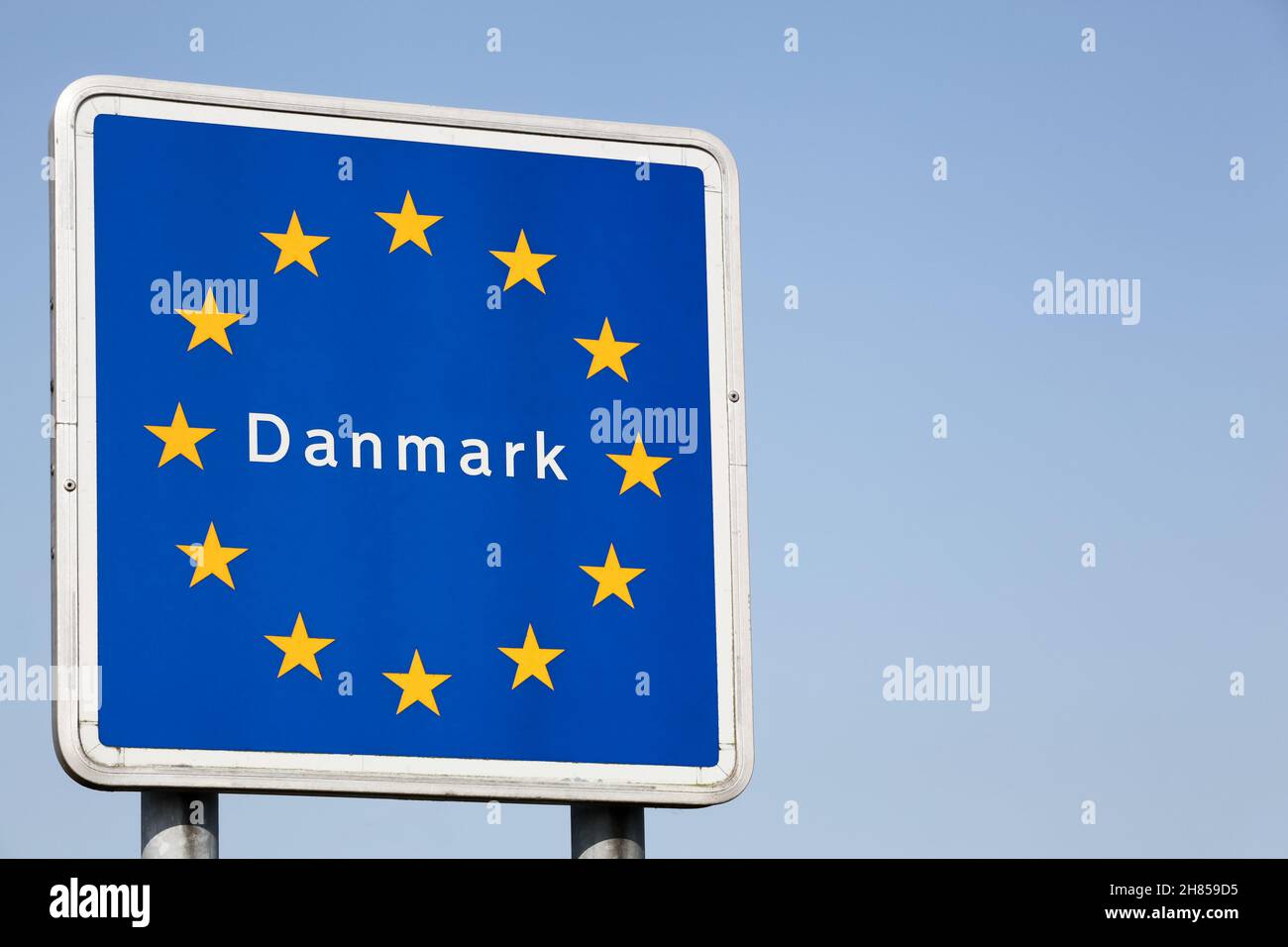 Border road sign of Denmark Stock Photo - Alamy