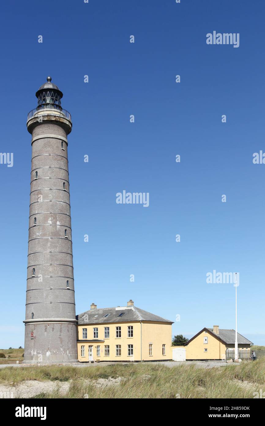 The grey lighthouse in Skagen, Denmark Stock Photo - Alamy