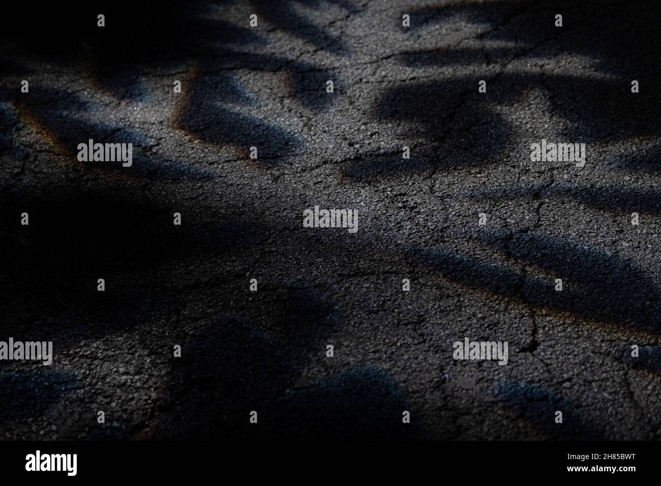 cast shadows at night on pavement create an abstract, mysterious, eerie ...