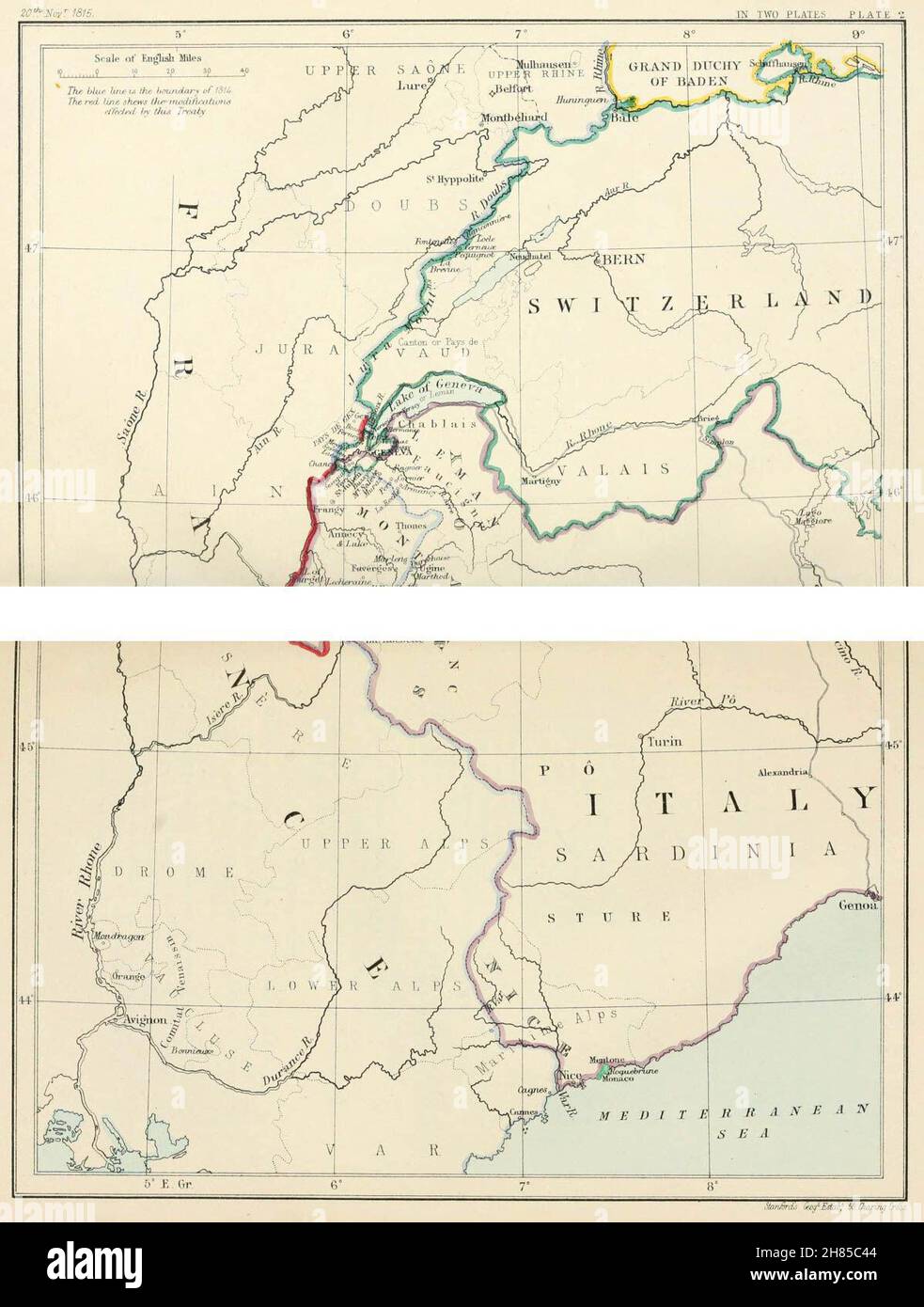 A map of the Eastern boundary of France Stock Photo - Alamy