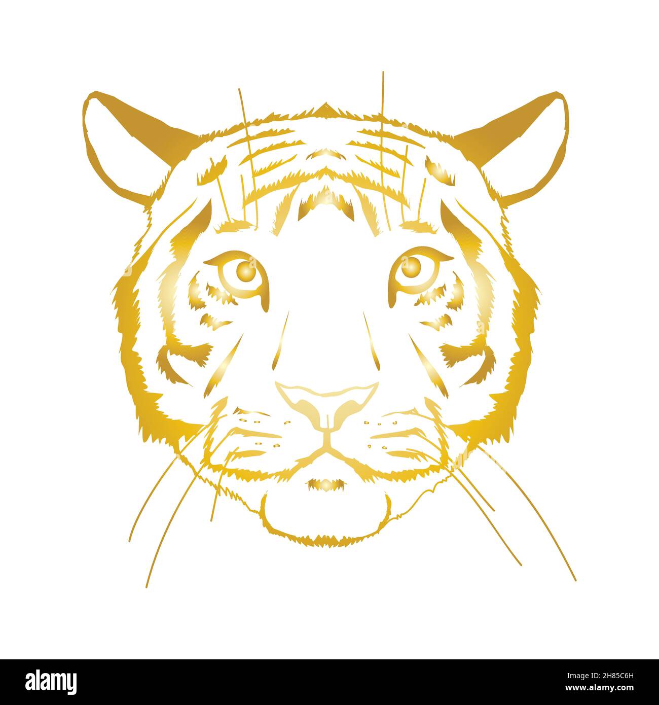 Vector golden tiger head, face for retro logos, emblems, badges, labels ...