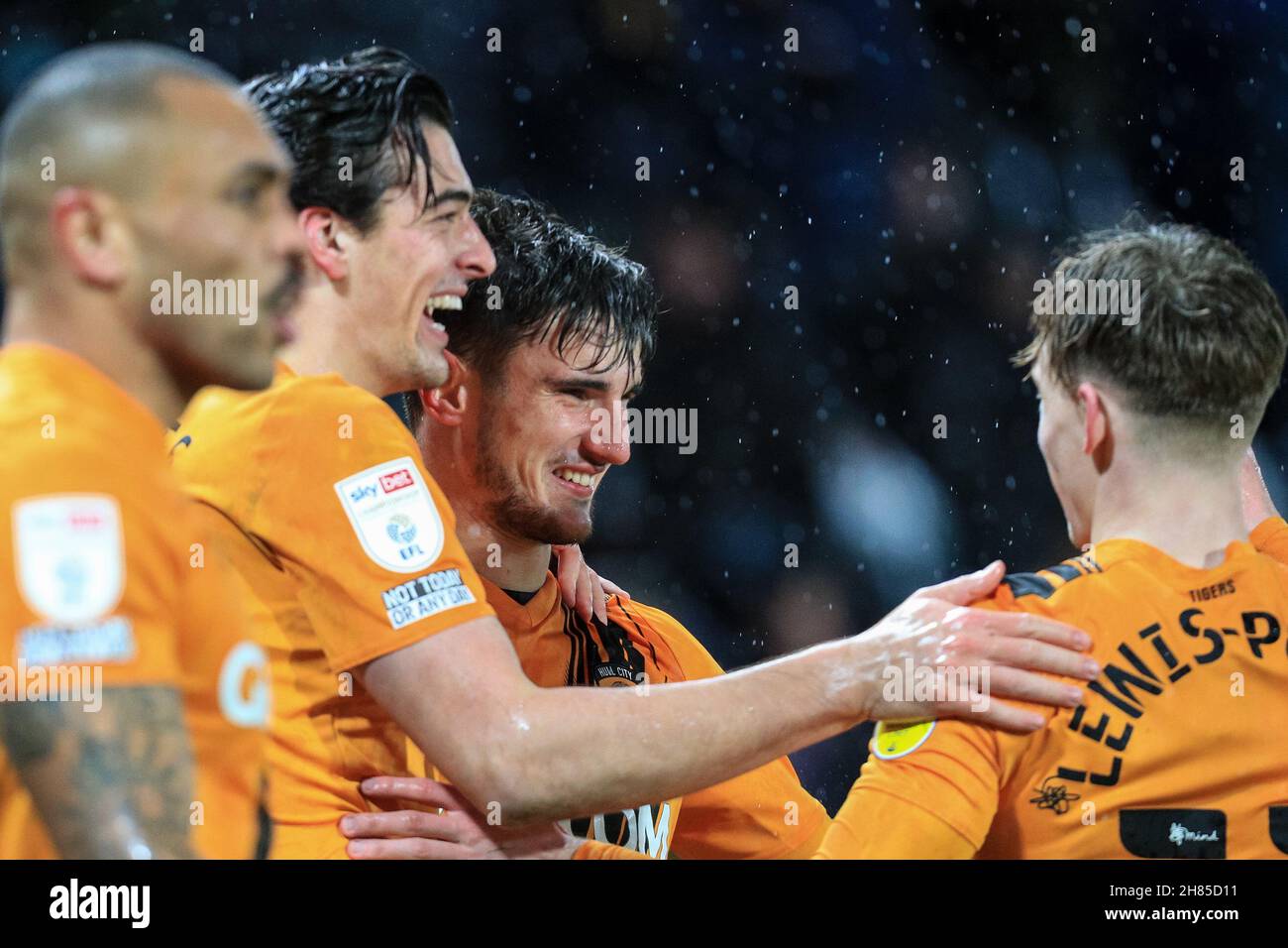 Ryan Longman #16 of Hull City celebrates his goal and makes the score 2 ...