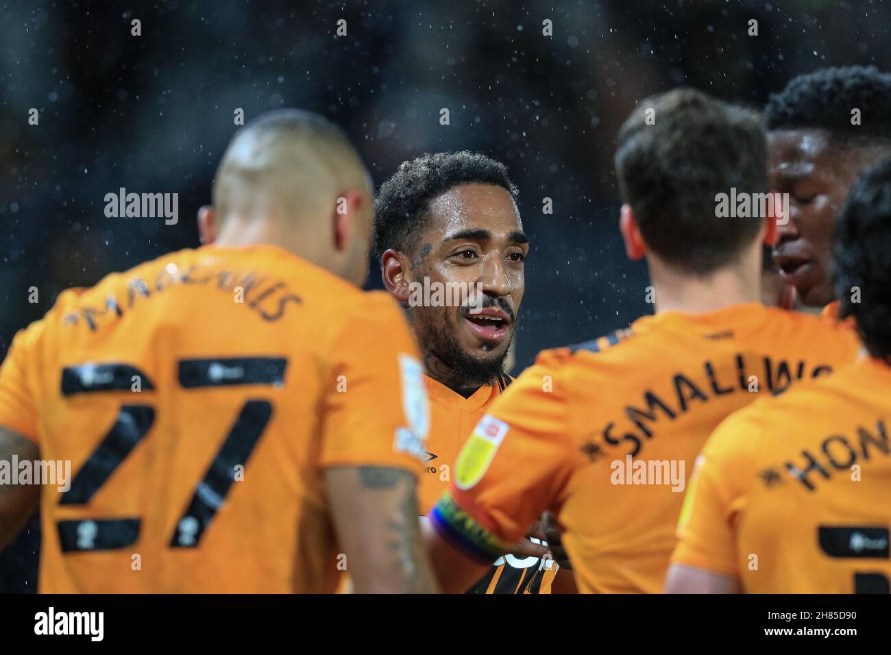 Mallik Wilks #7 of Hull City celebrates his team’s second goal Stock ...