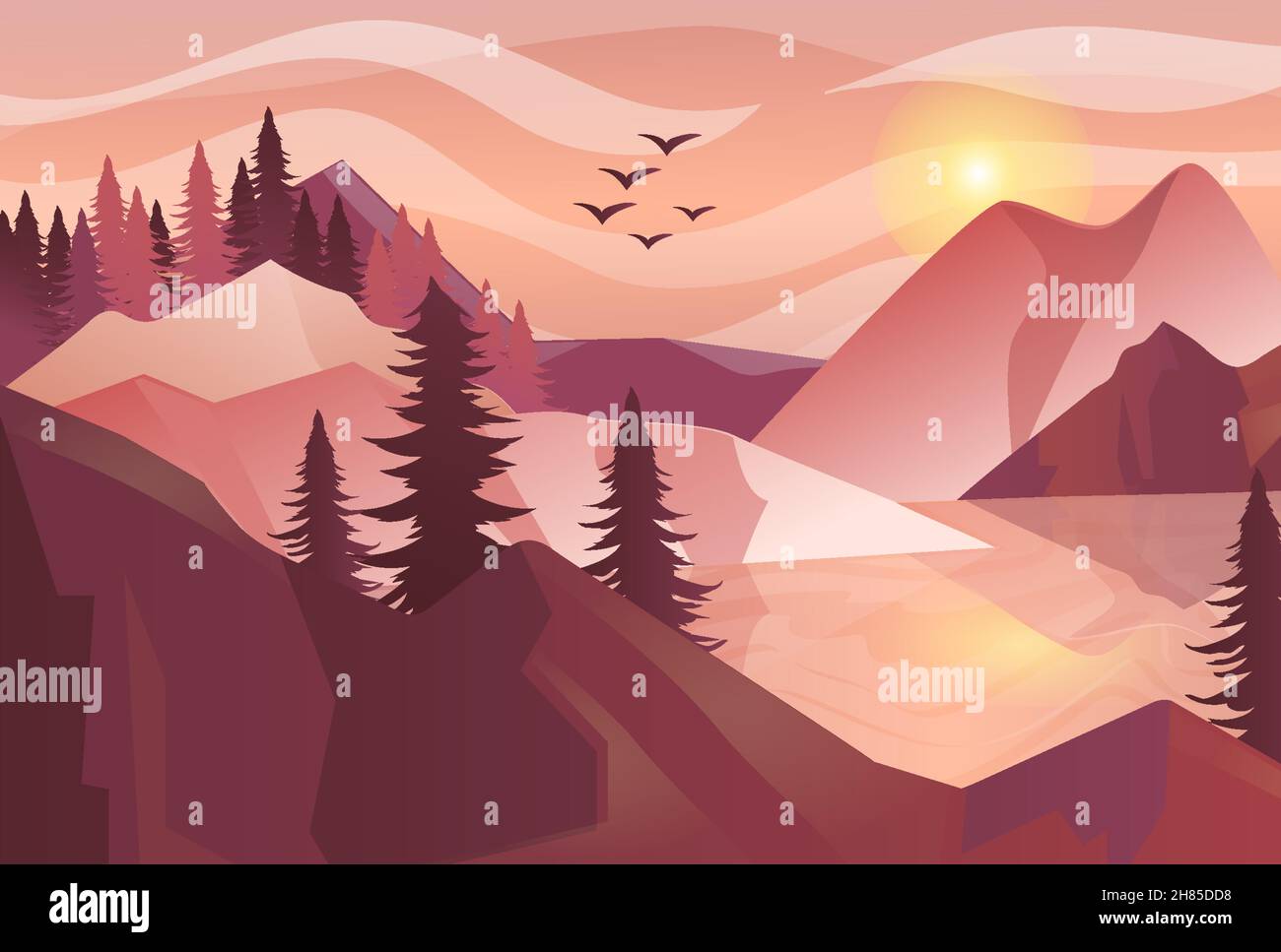 Distant mountain background Stock Vector Images - Alamy