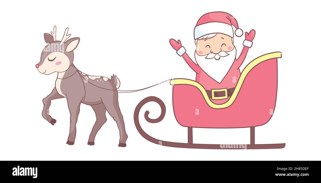 Cute cartoon Santa Claus for Christmas and New Year greeting design ...