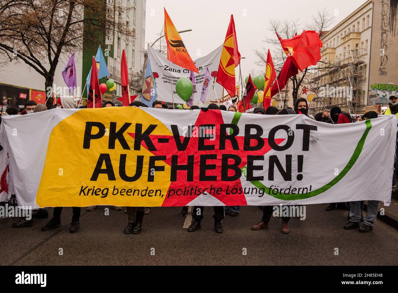 Protest against the ban of the Kurdistan Workers party PKK in Berlin ...