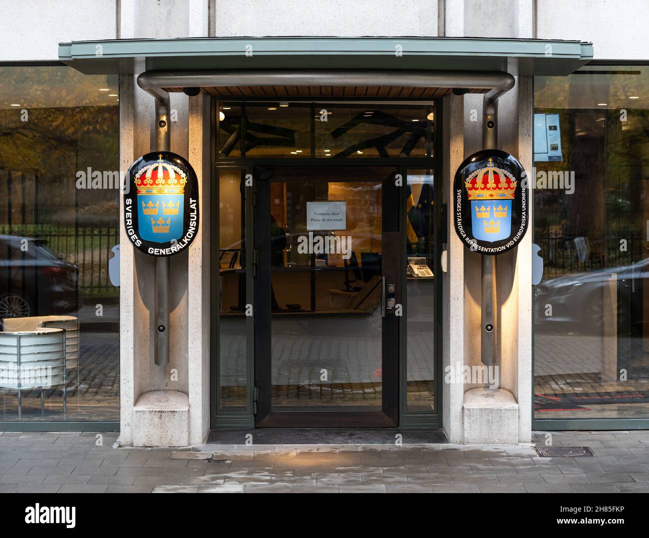 Ixelles, Brussels Capital Region, Belgium - 11 19 2021: Entrance and ...