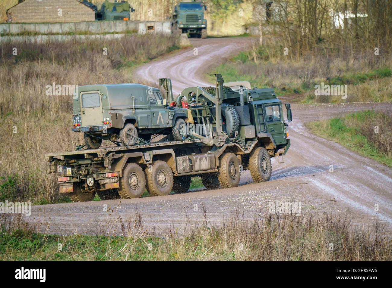 laden with a Land Rover Defender Wolf a British army MAN SV 8x8 EPLS ...