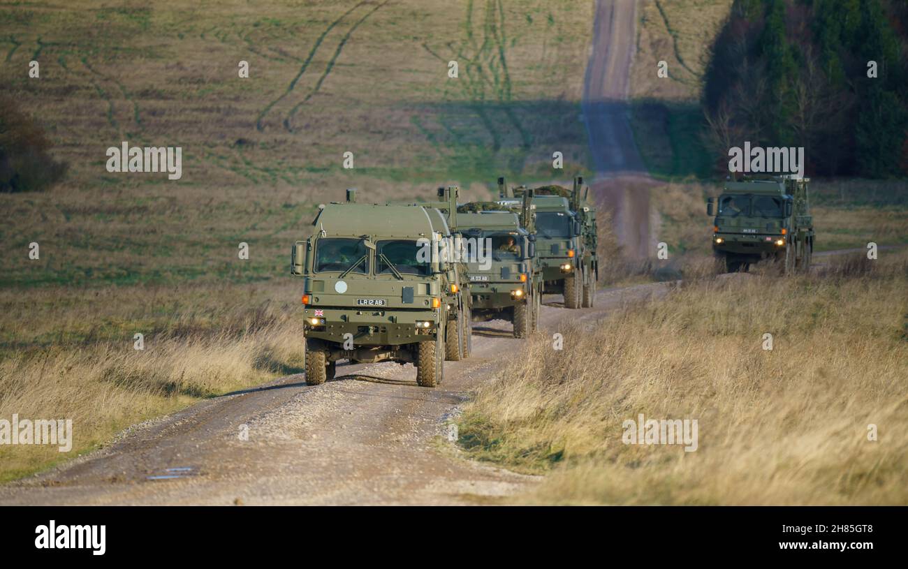British army MAN HX77 SV 8x8 EPLS Heavy Utility Truck in action on a ...