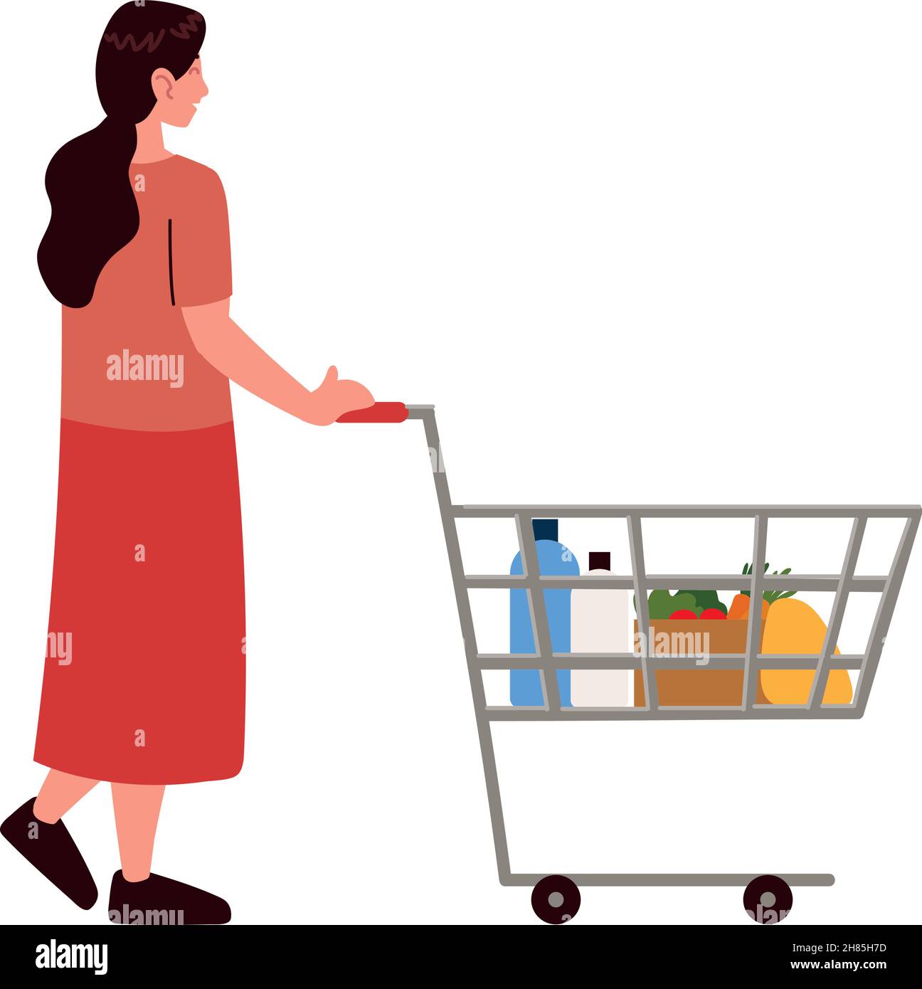 One shopping trolley Stock Vector Images - Alamy