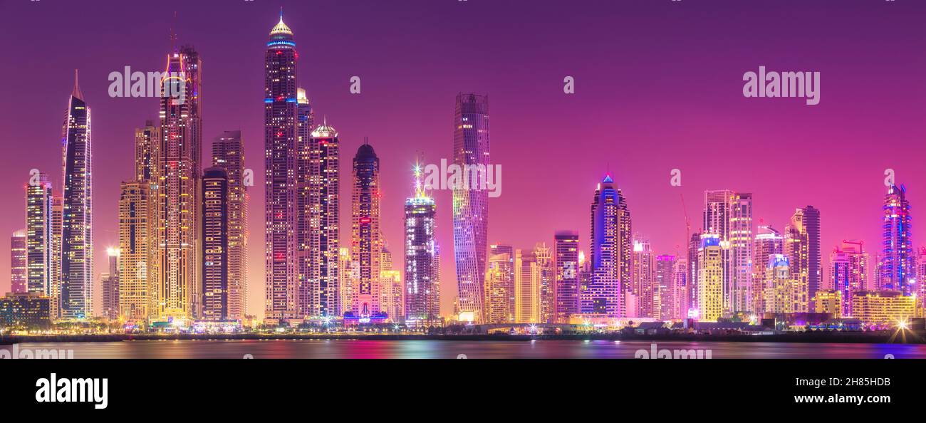 Dubai Marina bay view from Palm Jumeirah, UAE Stock Photo - Alamy