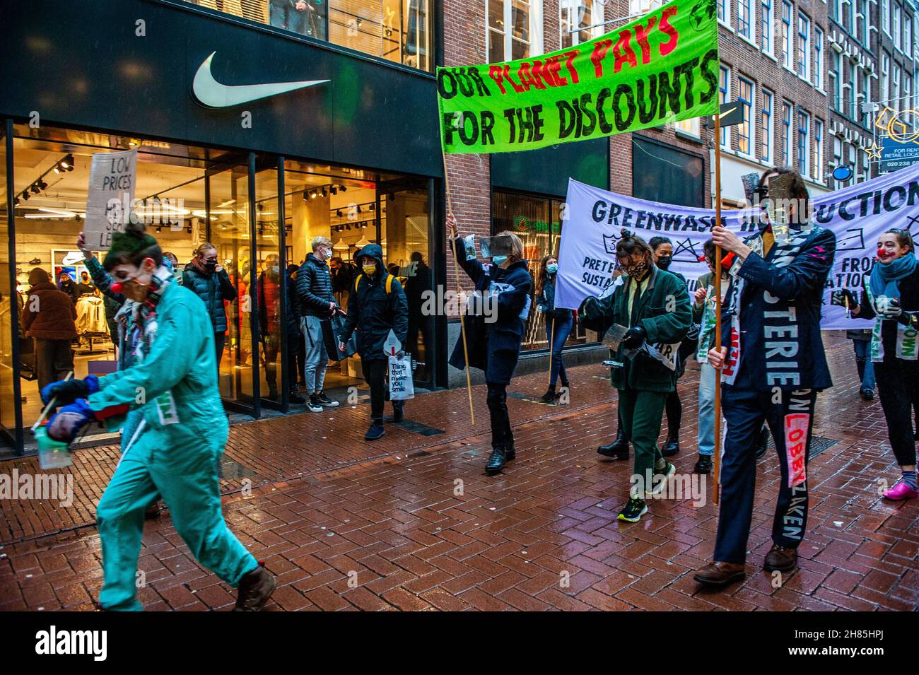 XR activists hold banners during the demonstration.Extinction Rebellion ...