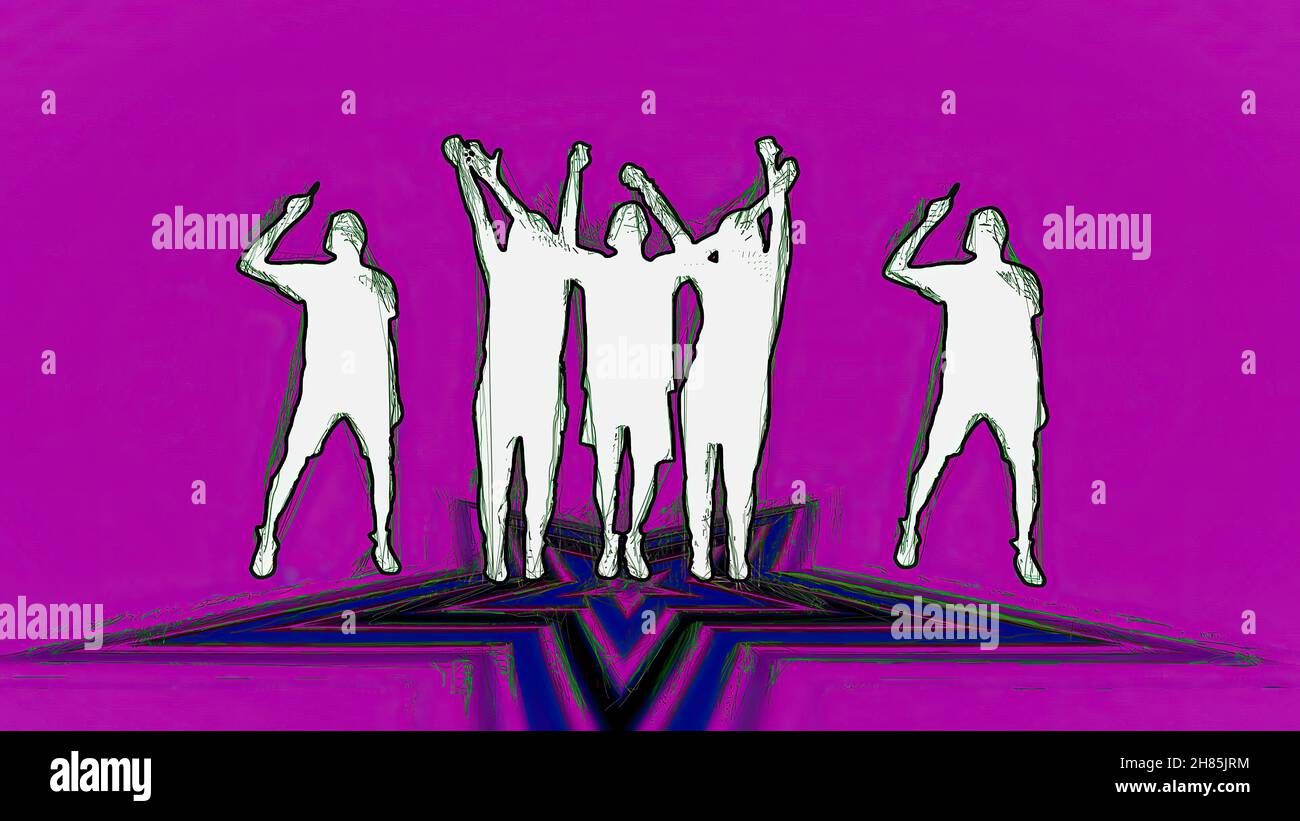 People dancing hand draw digital art illustration Stock Photo - Alamy