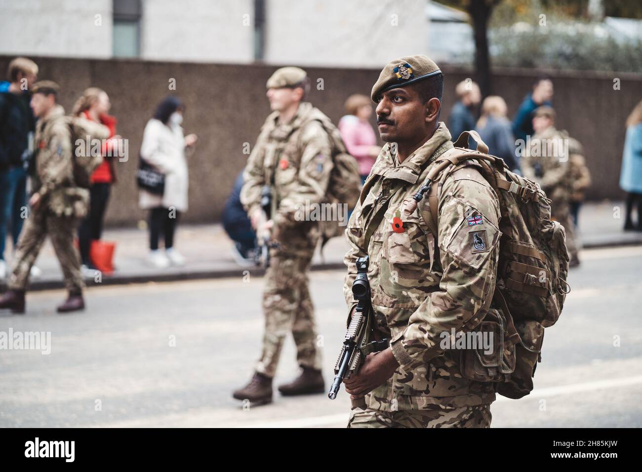 London, UK - 2021.11.13: Batalion Army reserve at Lord Mayor of London ...