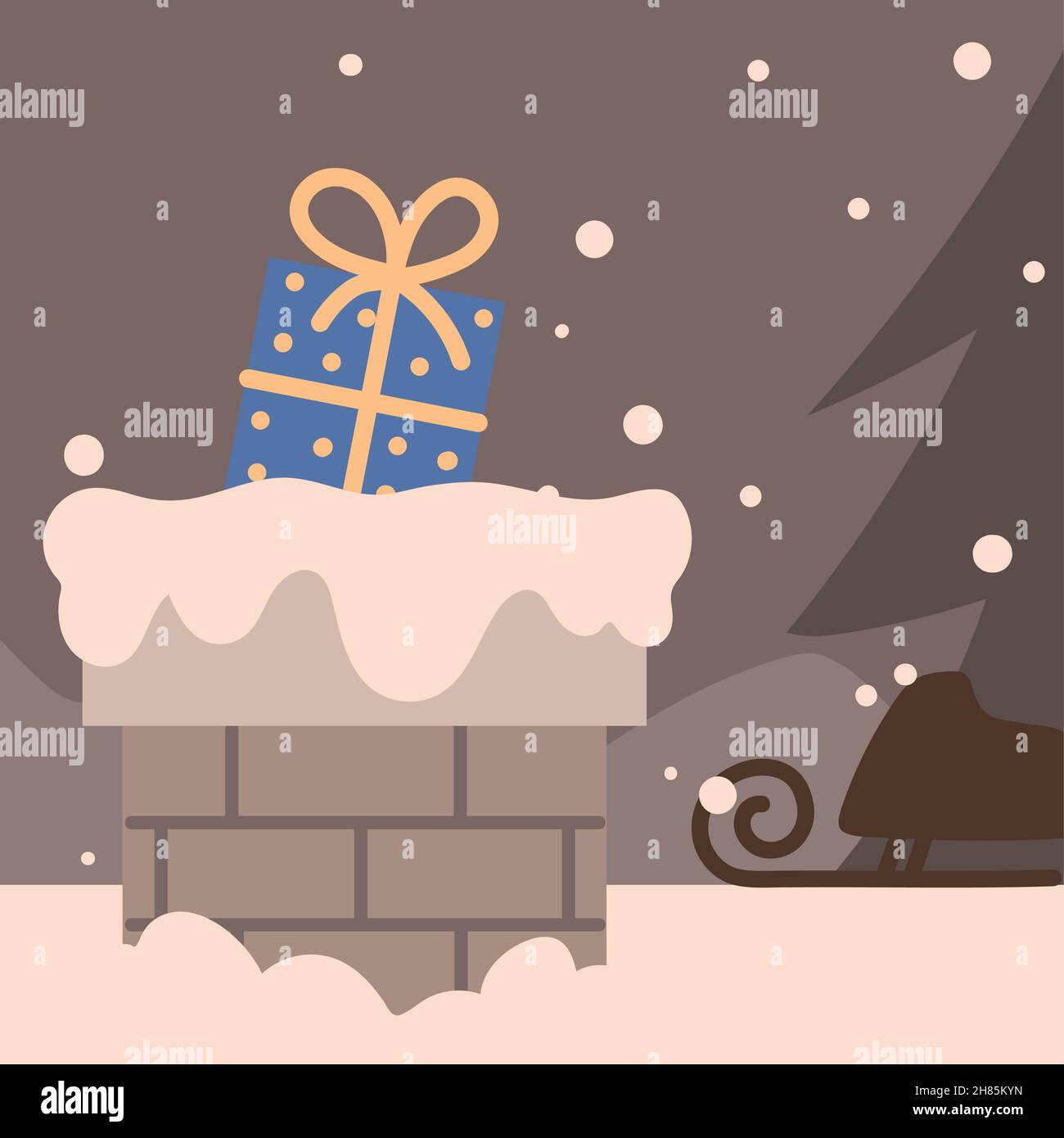 christmas gift in chimney Stock Vector Image & Art - Alamy