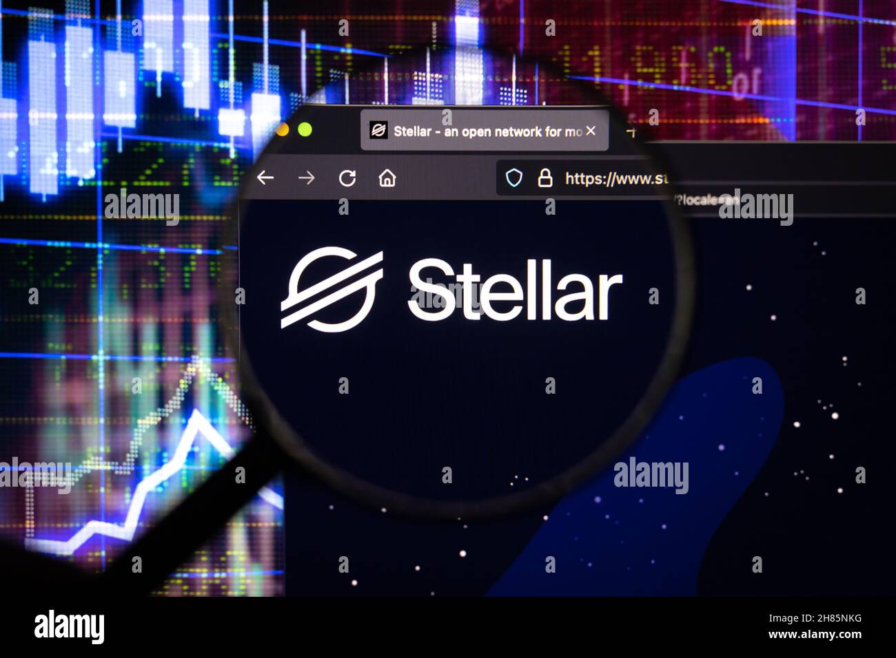 Stellar lumen company logo on a website, seen on a computer screen ...