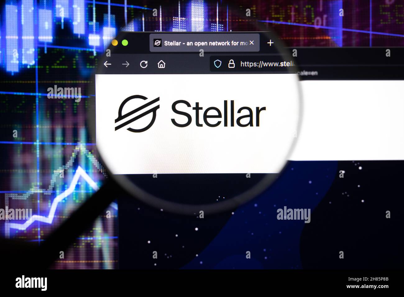 Stellar lumen company logo on a website, seen on a computer screen ...