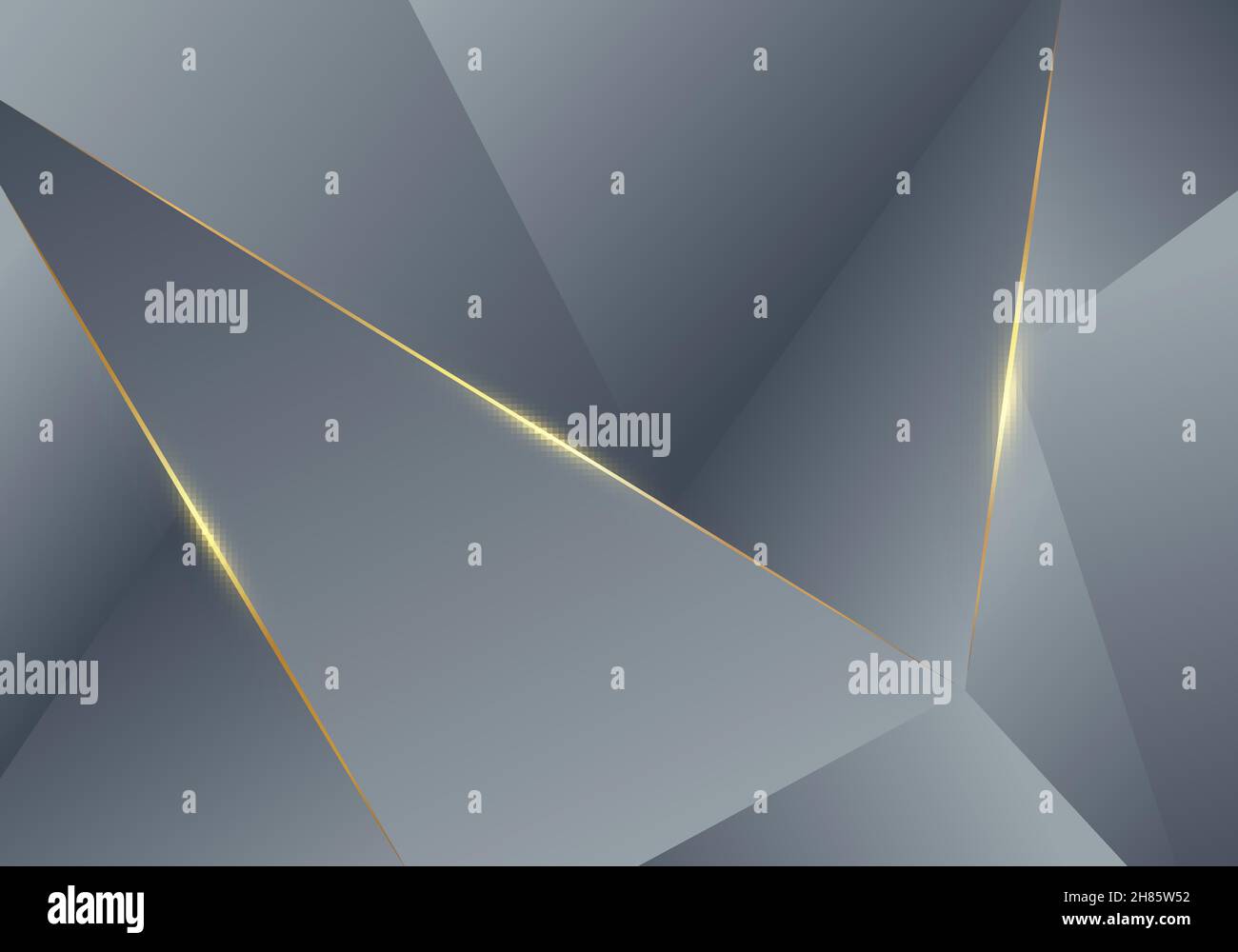 Abstract gray low polygonal pattern with shiny golden line background ...