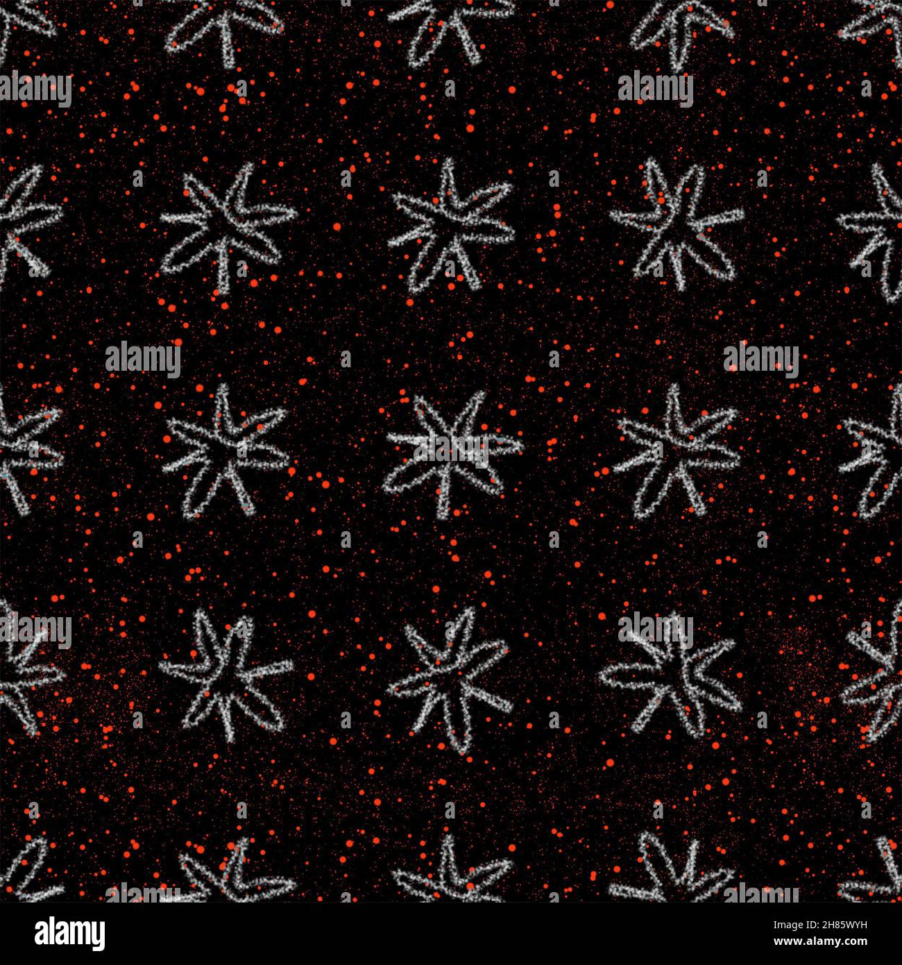 Hand Drawn Snowflakes Christmas Seamless Pattern. Subtle Flying Snow ...