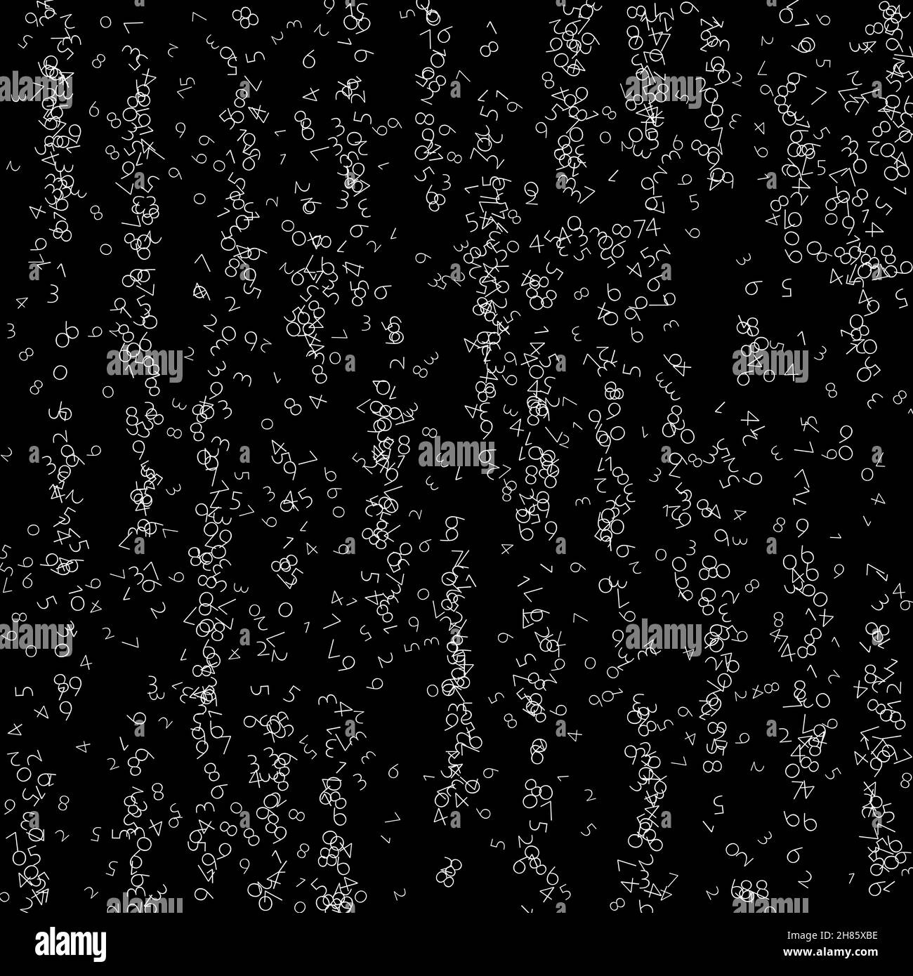 Falling numbers, big data concept. Binary white chaotic flying digits. Comely futuristic banner ...