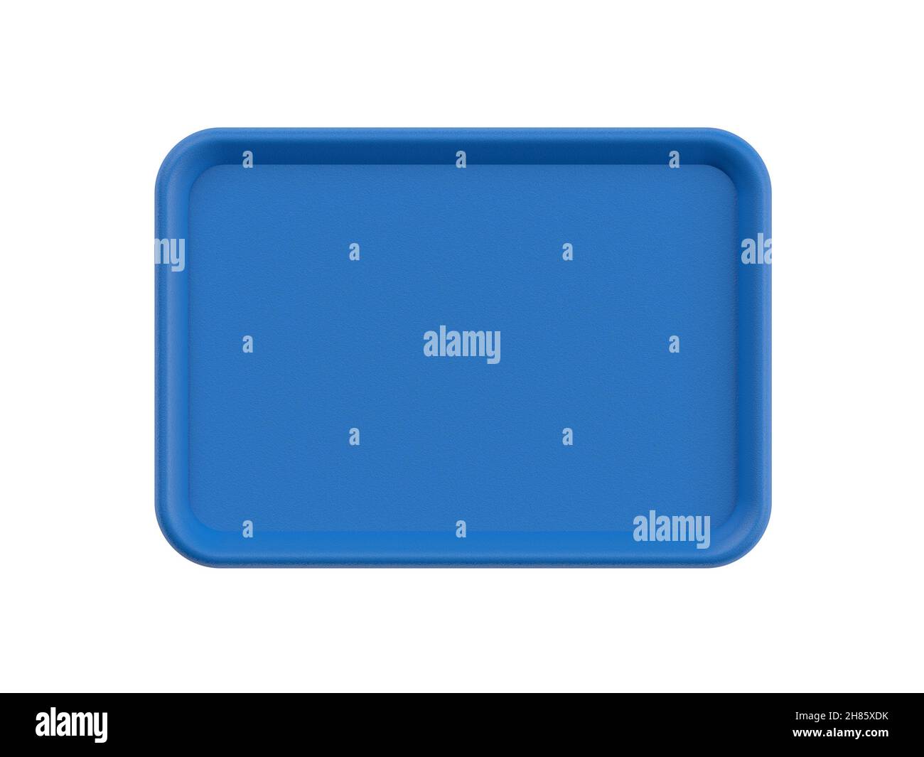 Empty blue plastic tray isolated on white background. 3d illustration ...