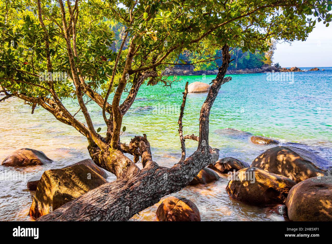 Beautiful amazing coast line and beach landscape panorama view of the ...