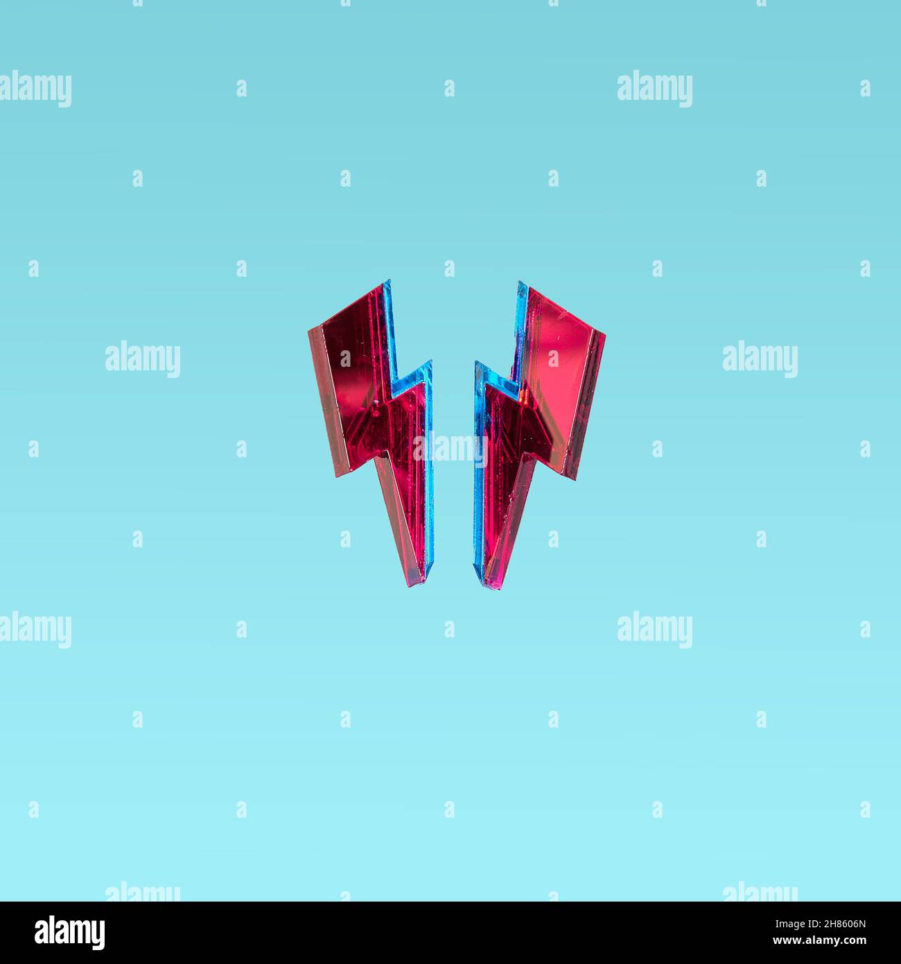 A material methacrylate decoration with a lightning shape design Stock ...