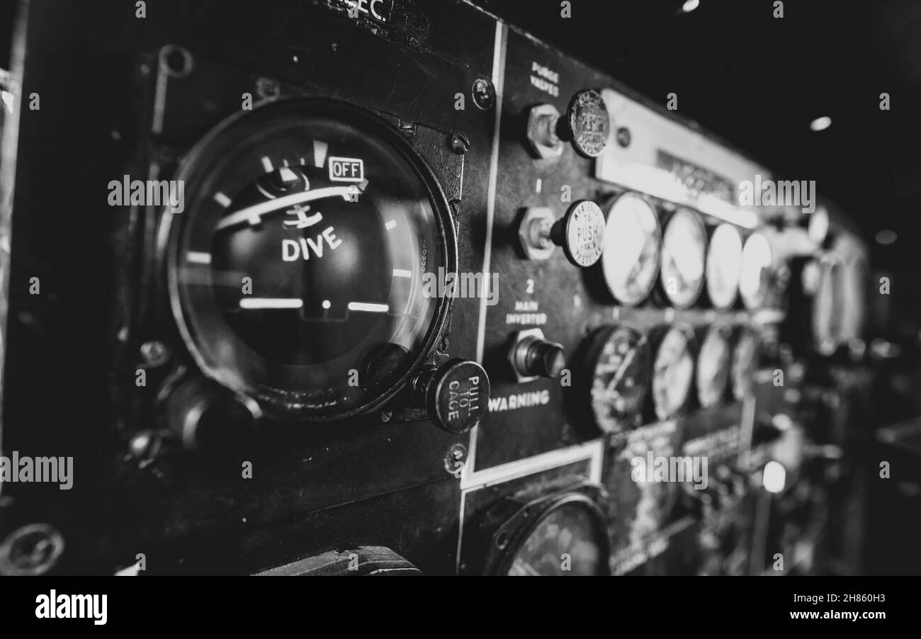 A grayscale of airplane gauges Stock Photo - Alamy