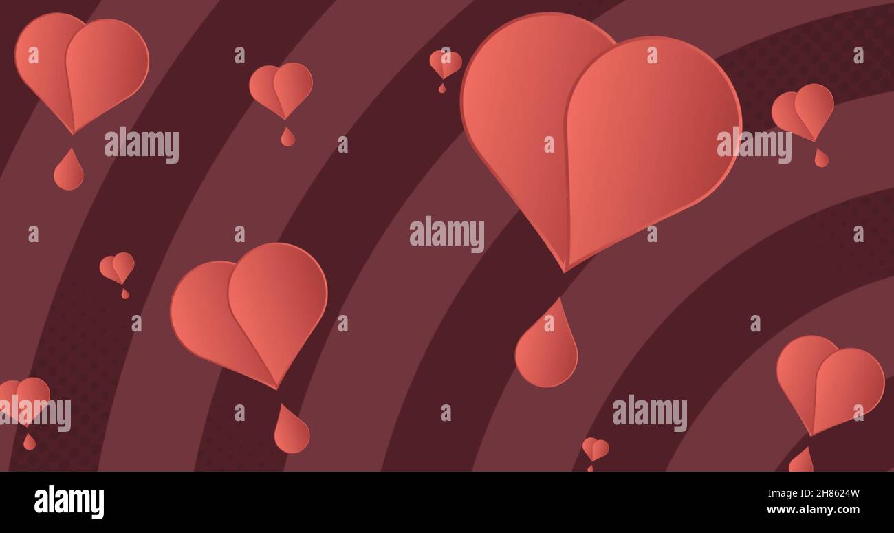 Image of red hearts with blood drop on red curved lines Stock Photo - Alamy