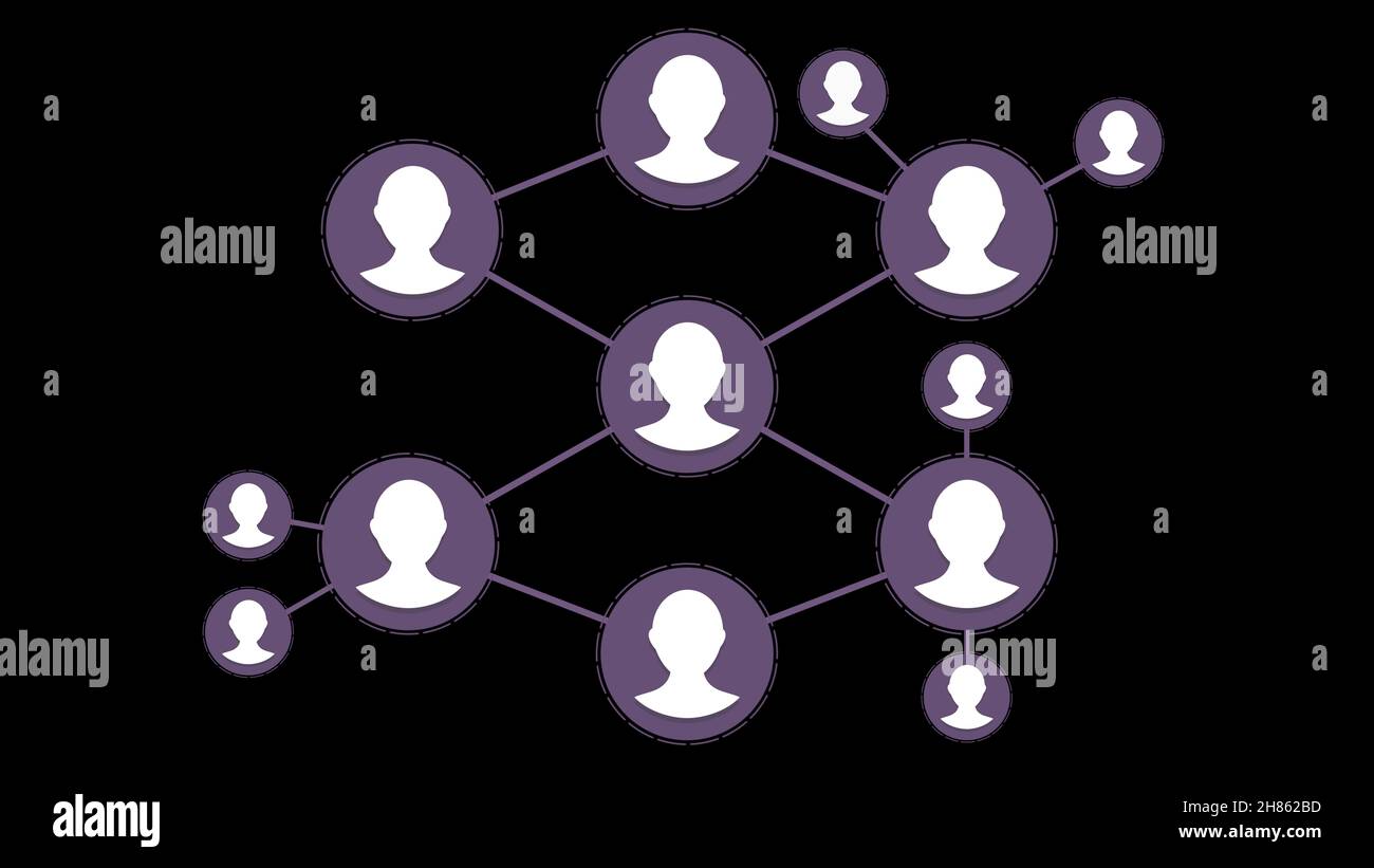 Abstract visualization of a social network. Social group network on ...