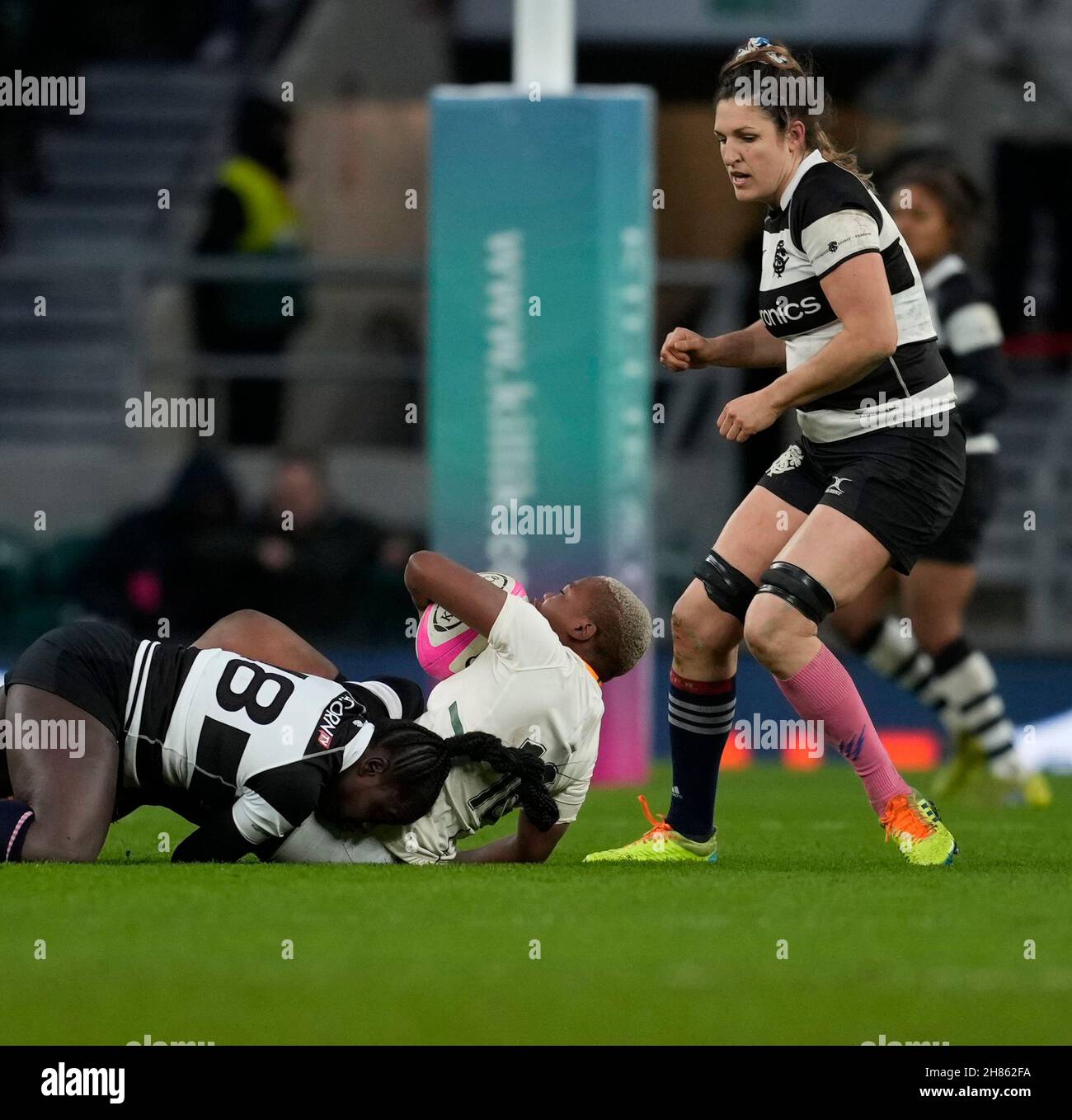 London, England, 27, November, 2021, Simi Pam (Barbarians) (L) Monica ...