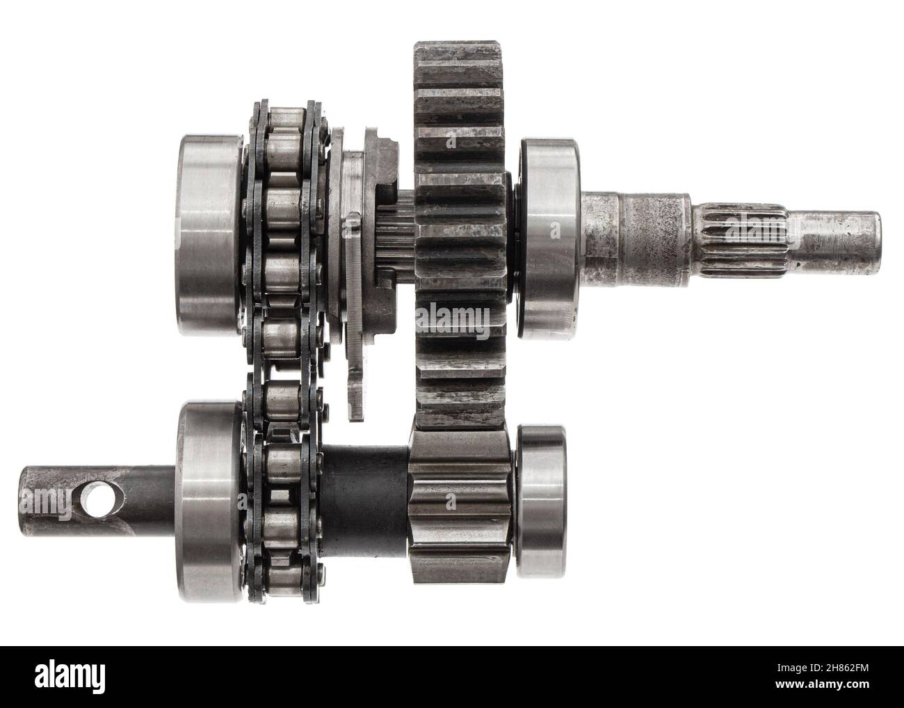 Gear reducer with chain drive, isolated on white background Stock Photo ...