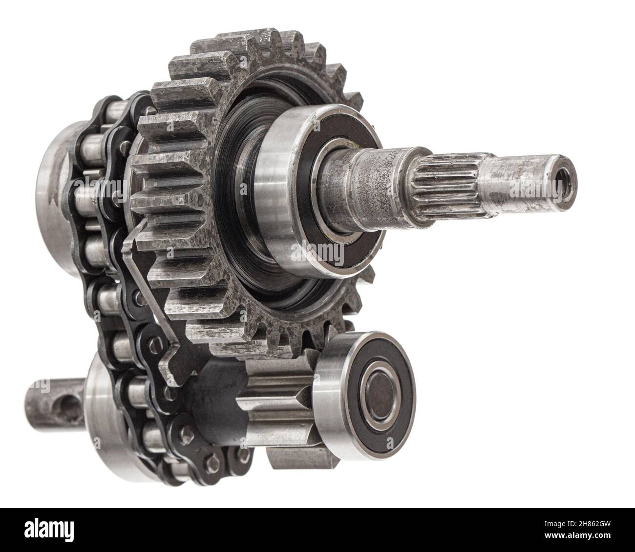 Gear reducer with chain drive, isolated on white background Stock Photo ...