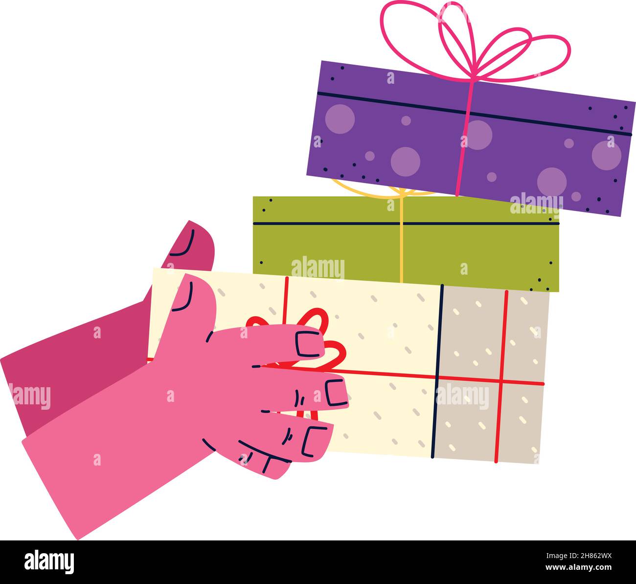 hand with gifts Stock Vector Image & Art - Alamy