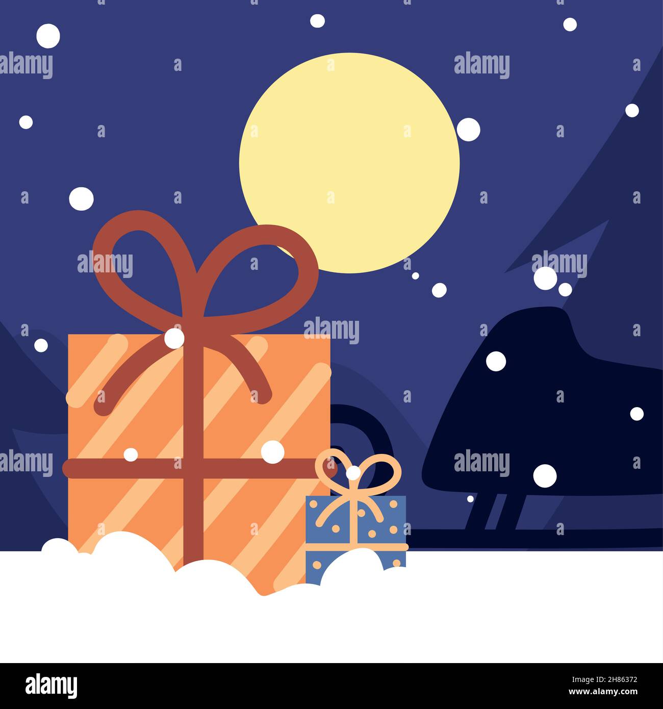 christmas gifts at night Stock Vector Image & Art - Alamy