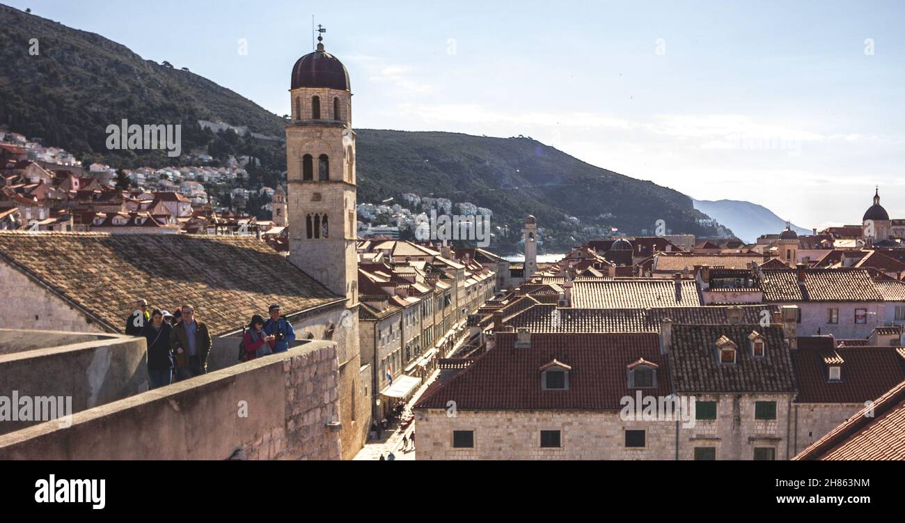 Beautiful cityscape of Dubrovnik with roof-tiled buildings, Croatia ...