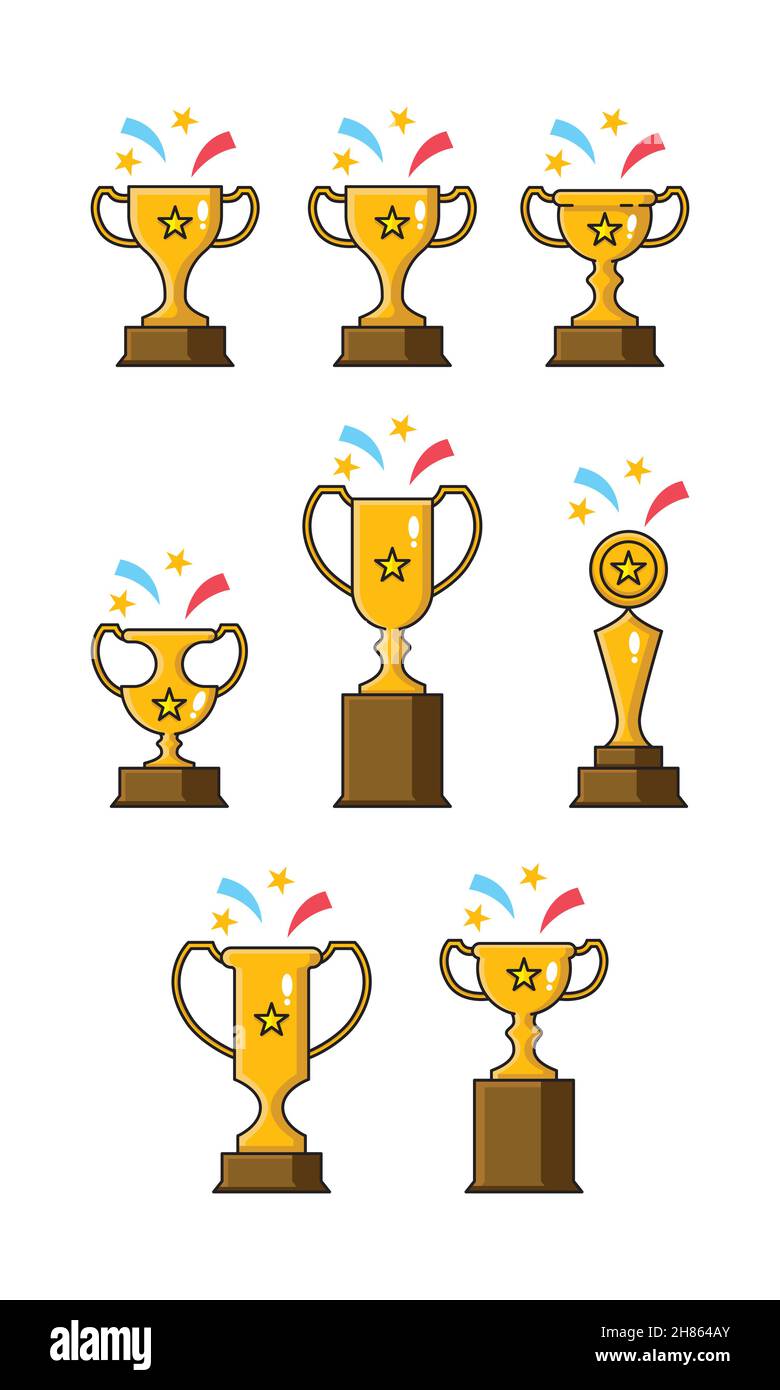 vector illustration of a trophy in a flat design style Stock Vector ...