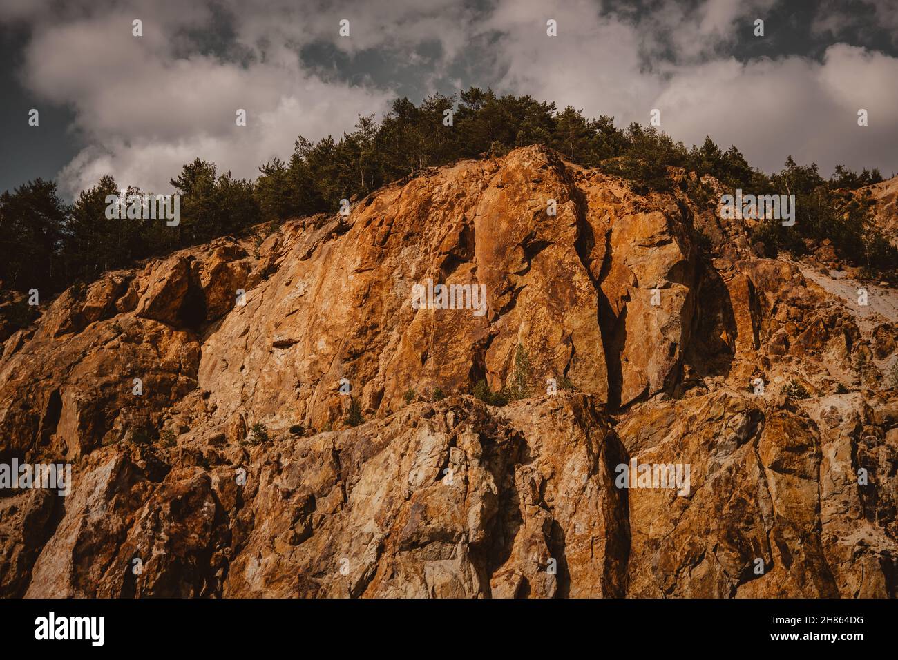 An aerial view of Red rock at Rosia Montana Romania Stock Photo - Alamy