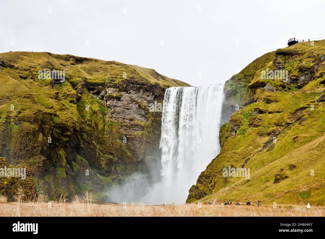 A beautiful view of a waterfall on a cliff in, Iceland Stock Photo - Alamy