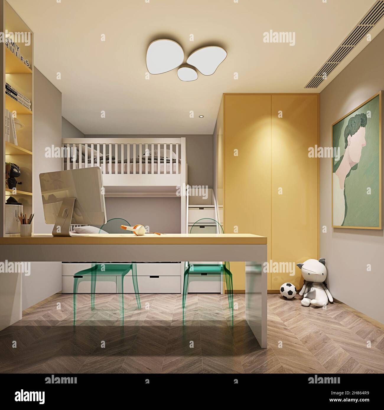 A beautiful modern child room interior design - 3d rendering Stock ...