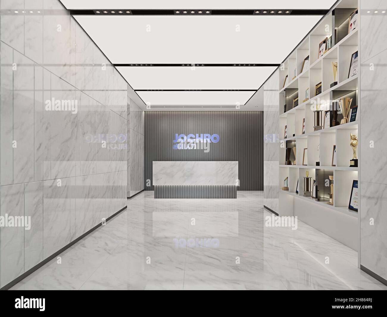 A beautiful modern hotel reception interior design - 3d rendering Stock ...