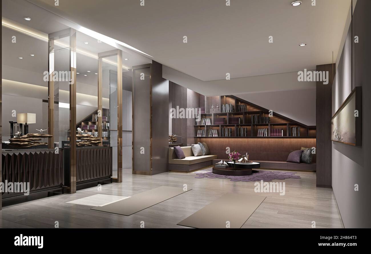 A modern living room interior design - 3d rendering Stock Photo - Alamy