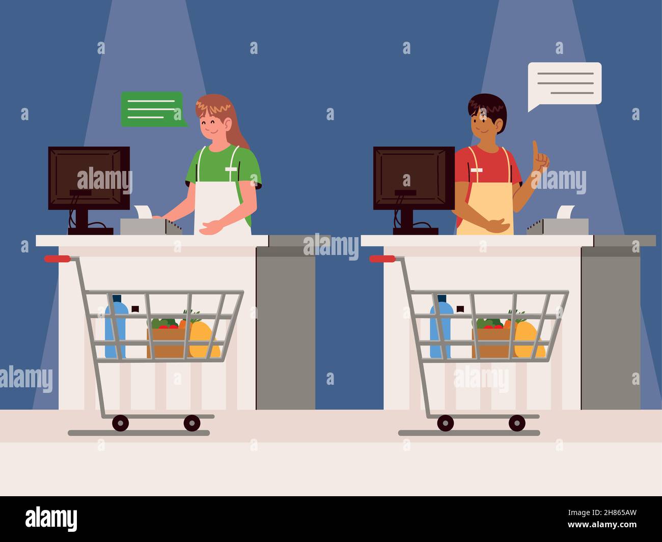 Female cashiers at checkout counter hi-res stock photography and images ...