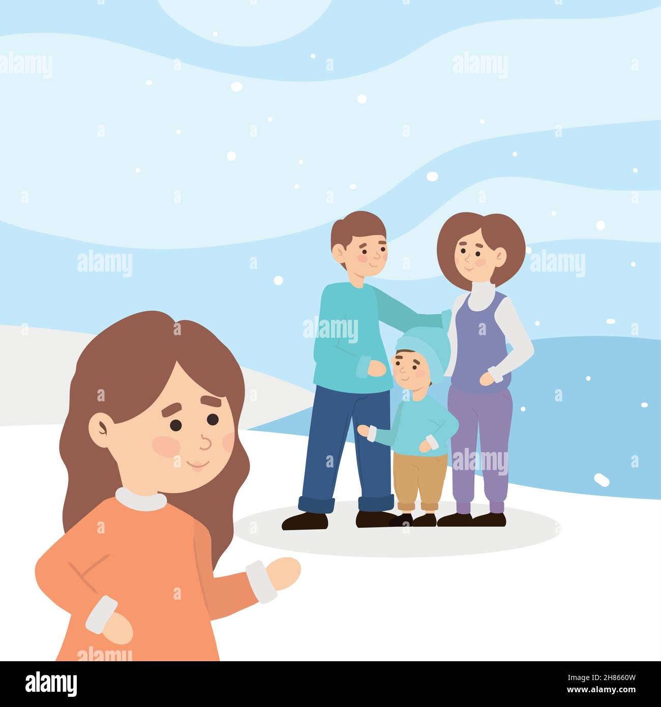 family and winter snow Stock Vector Image & Art - Alamy