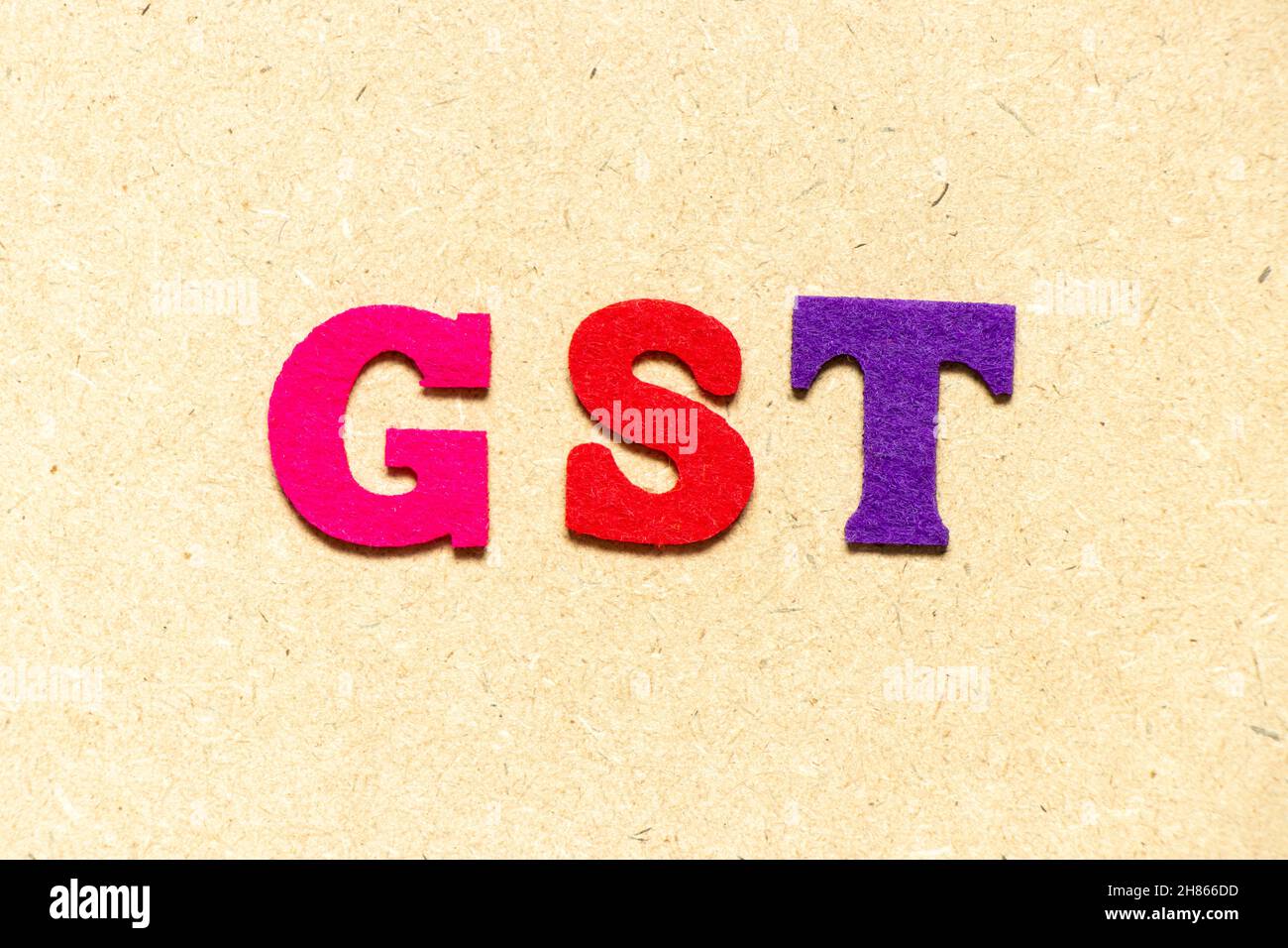 Color cloth alphabet letter in word GST (Abbreviation of Goods and ...