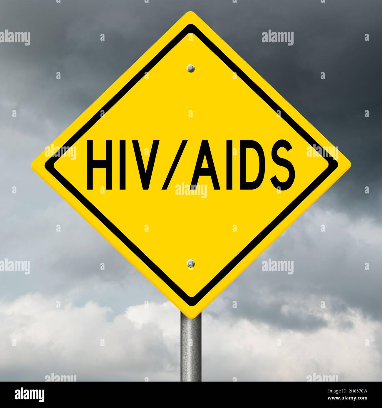 Rendered highway sign warning about disease Stock Photo - Alamy