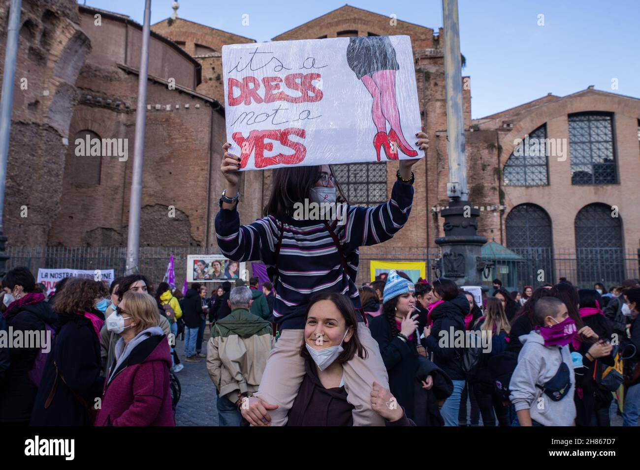 Rome, Italy. 27th Nov, 2021. National demonstration in Rome organized ...