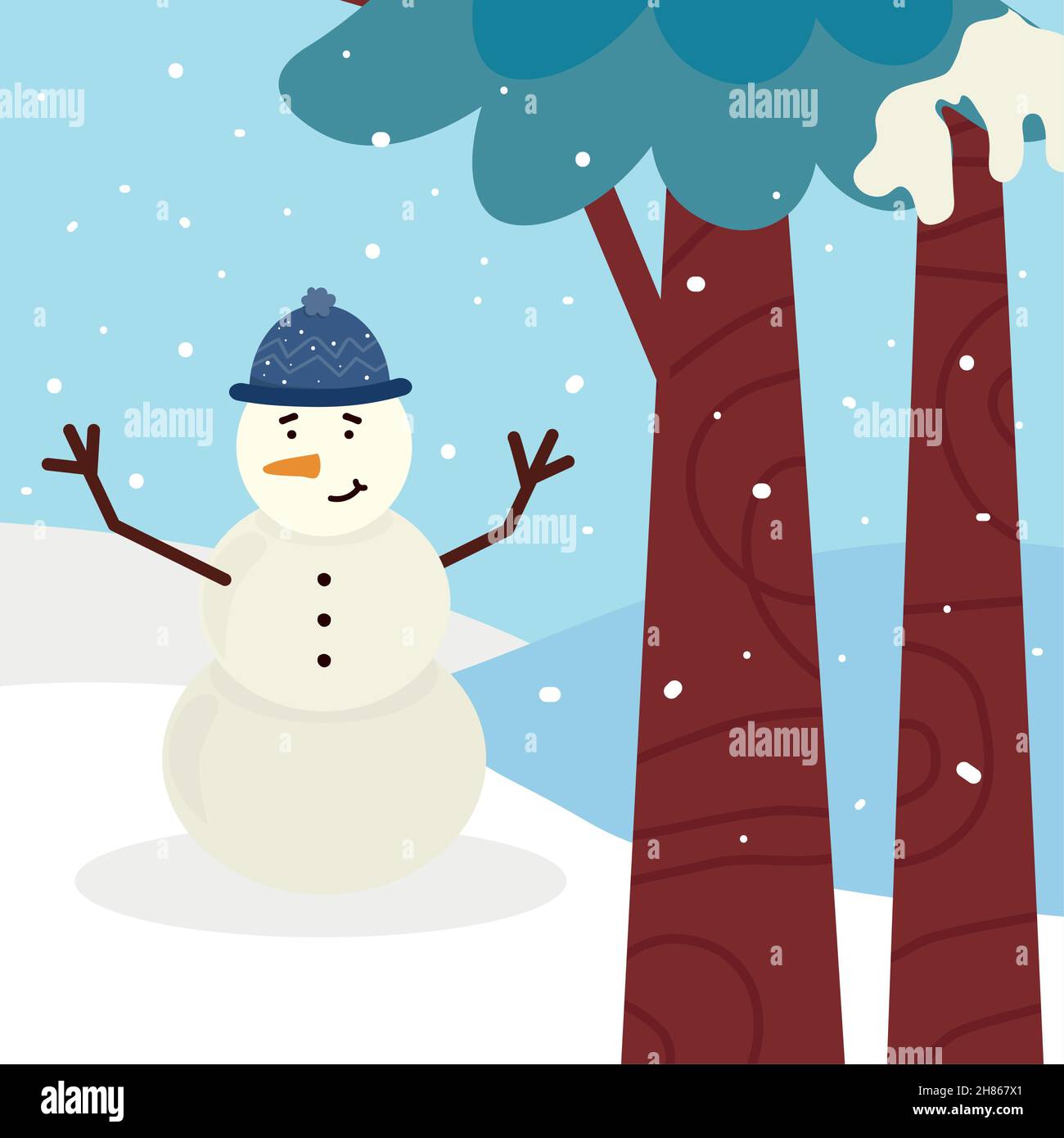 snowman and trees Stock Vector Image & Art - Alamy