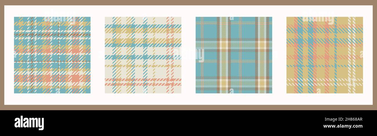 Gender neutral seamless plaid vector pattern collection. Gingham baby ...